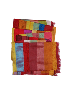 Colcha multicolor rayas otoño seda vegetal | Iluminoteca